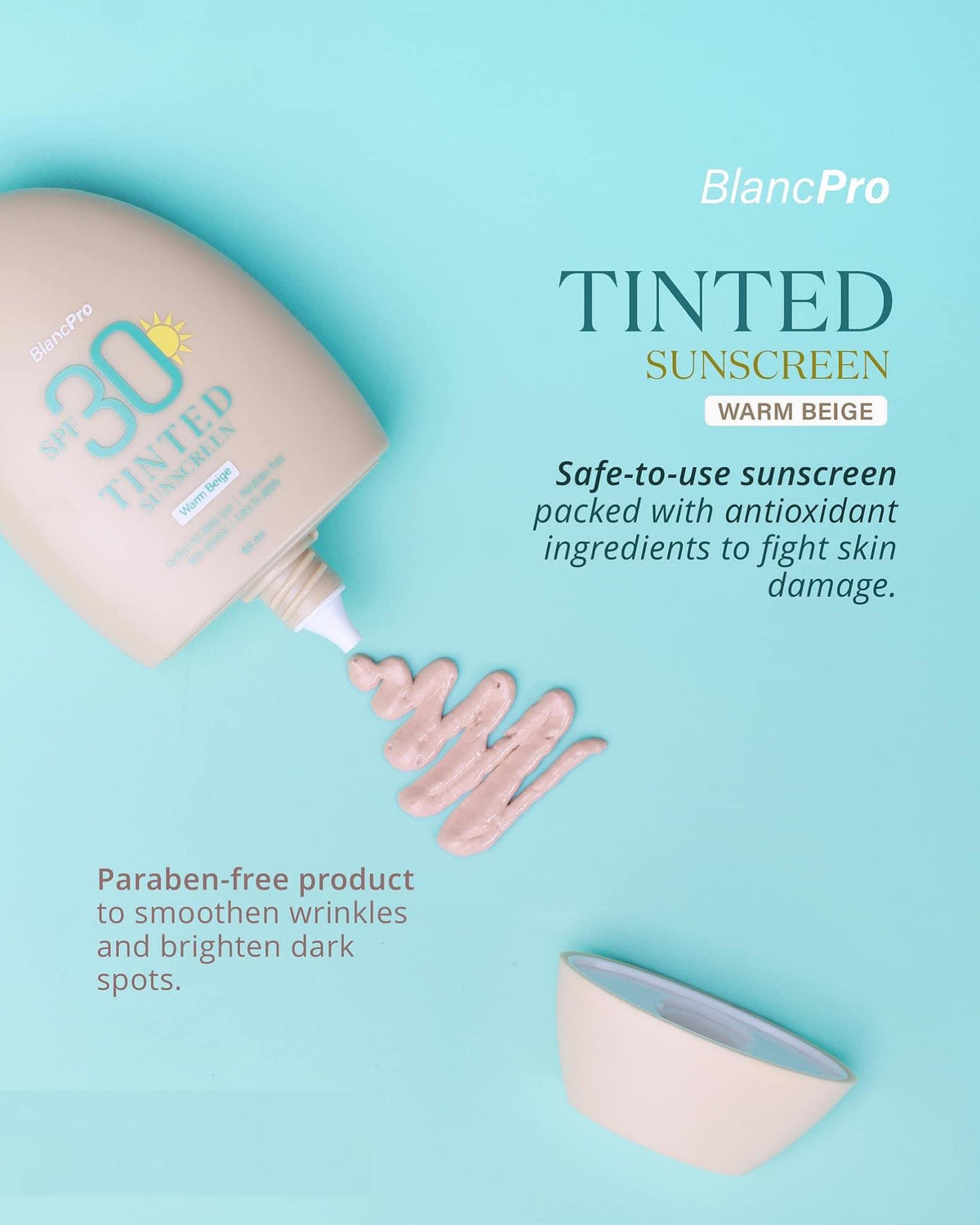 Blanc Pro Tinted Sunscreen SPF 30 - Warm Beige — Beautederm Singapore